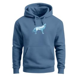 Neverless Sweatshirt 'Polygon Wolf Blau' Herren Gr&ouml;&szlig;e M blau