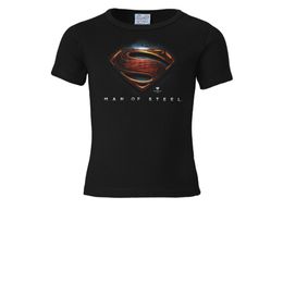 logoshirt T-Shirt "Superman - Man Of Steel" Jungen Gr&ouml;&szlig;e 104/116 dunkelblau / karminrot / schwarz
