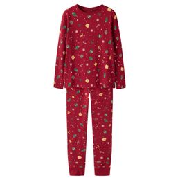 name it Pyjama 'NKMAmel' Jungen Gr&ouml;&szlig;e 134 beige / gr&uuml;n / rot / wei&szlig;