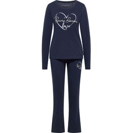 Bruno Banani Pyjama Damen Gr&ouml;&szlig;e S navy / wei&szlig; Winterkleid