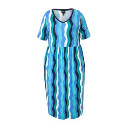 Ulla Popken Kleid Damen Gr&ouml;&szlig;e 46/48 marine / royalblau / mint / wei&szlig; Winterkleid