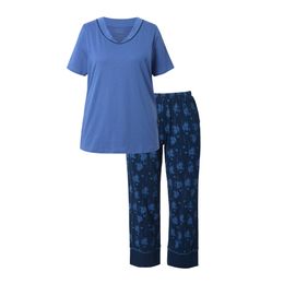 Ulla Popken Pyjama Damen Gr&ouml;&szlig;e 4XL/5XL blau / navy Winterkleid