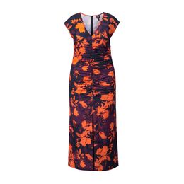 Ulla Popken Kleid Damen Gr&ouml;&szlig;e 46 marine / brombeer / orange Winterkleid