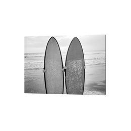 Liv Corday Bild 'Behind the Surfboards' Herren Gr&ouml;&szlig;e 40x50 grau / schwarz / wei&szlig;