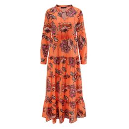 Aniston Casual Kleid Damen Gr&ouml;&szlig;e 44 ecru / orange / eosin / schwarz Winterkleid