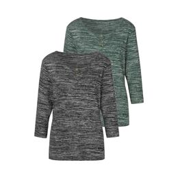 Lascana Shirt Damen Gr&ouml;&szlig;e XS/S dunkelgr&uuml;n / schwarzmeliert