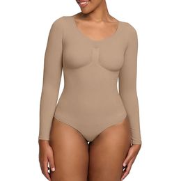 Cfab By Creamy Fabrics Shapingbody 'Sculpting Shapewear Longsleeve mit Slip' Damen Gr&ouml;&szlig;e XS beige