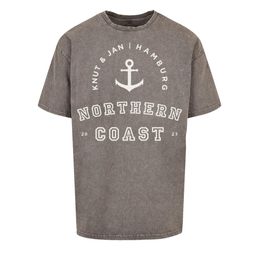 F4NT4STIC T-Shirt 'Northern Coast Nordsee Knut & Jan Hamburg' Herren Gr&ouml;&szlig;e 4XL dunkelgrau / wei&szlig;