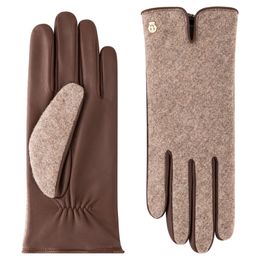 Roeckl Lederhandschuhe 'GR&Uuml;NWALD' Damen Gr&ouml;&szlig;e M beige / dunkelbraun