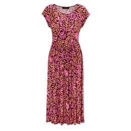 Aniston Casual Sommerkleid Damen Gr&ouml;&szlig;e 42 braun / gelb / pink