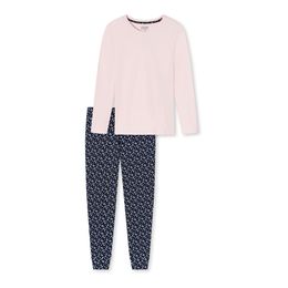 uncover by Schiesser Pyjama Damen Gr&ouml;&szlig;e XXL dunkelblau / ros&eacute; / wei&szlig; Winterkleid