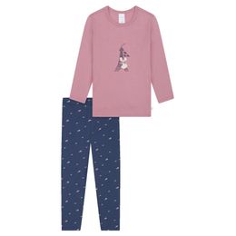 Schiesser Pyjama 'Nightwear' M&auml;dchen Gr&ouml;&szlig;e 92 beige / navy / altrosa