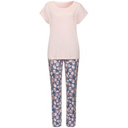 Vivance Pyjama Damen Gr&ouml;&szlig;e XS/S blau / orange / rosa / wei&szlig; Winterkleid