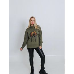 Radada Sweatshirt 'FLOWER GIRL' Damen Gr&ouml;&szlig;e S khaki