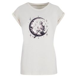 F4NT4STIC T-Shirt 'Gothic Valentinstag Skelett Mond' Damen Gr&ouml;&szlig;e 4XL sand / grau / schwarz
