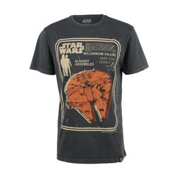Recovered T-Shirt 'Star Wars Millenium Falcon Assembled' Herren Gr&ouml;&szlig;e XL dunkelgrau