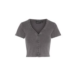 Harlem Soul CLE-O Cropped Rib Cardigan Damen Gr&ouml;&szlig;e XXL graumeliert