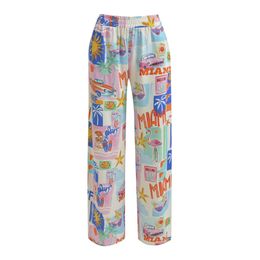 Milano Italy Wide Hose mit Musterprint und Elastikbund Damen Gr&ouml;&szlig;e 44 bunt