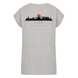 F4NT4STIC T-Shirt 'Escape Discover the World Asian Town' Damen Gr&ouml;&szlig;e L grau / orange / schwarz