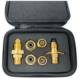 DREHMEISTER Gas Flaschen Adapter Set EU inklusive Etui - Gas-Entnahme 6-teilig - Gasadapter und -kupplung