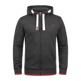 !Solid Sweatjacke 'Benjamin' Herren Gr&ouml;&szlig;e XXL grau / rot / wei&szlig;