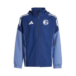 adidas Performance Sportjacke 'FC Schalke 04' Jungen Gr&ouml;&szlig;e 140 blau / rauchblau / wei&szlig;