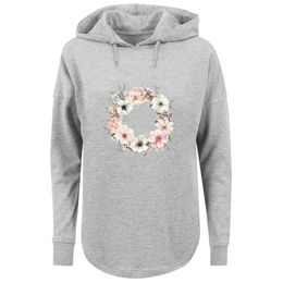 F4NT4STIC Sweatshirt 'Rosa Blumenkranz' Damen Gr&ouml;&szlig;e XL grau / pink / wei&szlig;