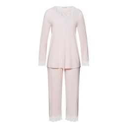 Hanro Pyjama ' Natural Elegance ' Damen Gr&ouml;&szlig;e XL ros&eacute; / wei&szlig; Winterkleid
