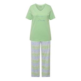 Ulla Popken Pyjama Damen Gr&ouml;&szlig;e L/XL blau / hellgr&uuml;n Winterkleid