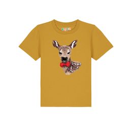 Watabout.kids T-Shirt 'Rehkitz' Jungen Gr&ouml;&szlig;e 110/116 mokka / senf / rot / wei&szlig;