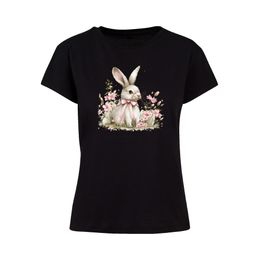 F4NT4STIC T-Shirt 'Niedlicher Osterhase Mit Blumen' Damen Gr&ouml;&szlig;e XXL mischfarben / schwarz