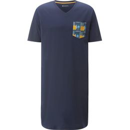 Babista Nachthemd 'Larmir' Herren Gr&ouml;&szlig;e XXXL navy / dunkelblau / senf / wei&szlig;