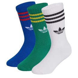 adidas originals Socken 'Crew 3 Pairs' M&auml;dchen Gr&ouml;&szlig;e 31/34 blau / gr&uuml;n / rot / wei&szlig;