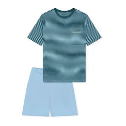 Schiesser Shorty ' Nightwear ' Jungen Gr&ouml;&szlig;e 140 hellblau / gr&uuml;n