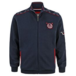 Jan Vanderstorm Sweatjacke 'Atli' Herren Gr&ouml;&szlig;e XL Gro&szlig;e Gr&ouml;&szlig;en navy / rot / wei&szlig;