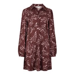 Apricot Leaf Print Shirt Mini Dress ' ' Damen Gr&ouml;&szlig;e 38 burgunder Winterkleid