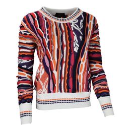 Carlo Colucci Pullover 'Castagnetti' Damen Gr&ouml;&szlig;e L orange / rostrot / schwarz / wei&szlig;