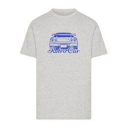 F4NT4STIC T-Shirt 'Retro Car Japanese Streetstyle' Herren Gr&ouml;&szlig;e M blau / graumeliert