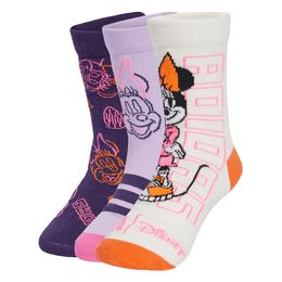 adidas Sportswear Socken 'Minnie Mouse' M&auml;dchen Gr&ouml;&szlig;e 22/24 dunkellila / mandarine / hellpink / offwhite