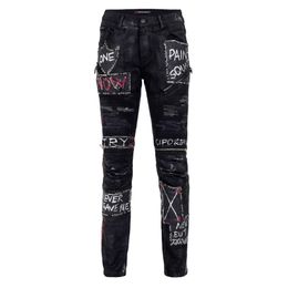 Cipo & Baxx Cipo & Baxx Jeans mit dicken Ziern&auml;hten und vielseitigen Prints Herren Gr&ouml;&szlig;e 33 schwarz