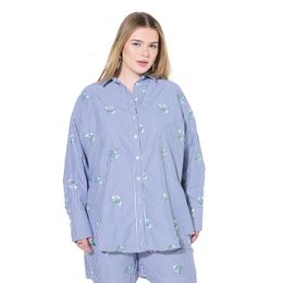 Studio Untold Bluse Damen Gr&ouml;&szlig;e 5XL/6XL hellblau / gr&uuml;n / wei&szlig;