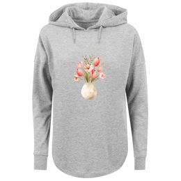 F4NT4STIC Sweatshirt 'Rosa Fr&uuml;hlingsblustrau&szlig; In Vase' Damen Gr&ouml;&szlig;e XS graumeliert / mischfarben