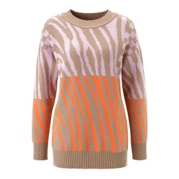 Aniston Selected Pullover Damen Gr&ouml;&szlig;e M brokat / hummer / rosa