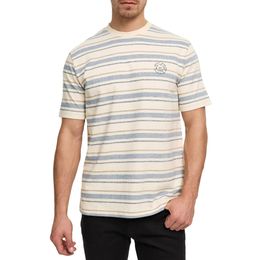 T-Shirt INDICODE "INEron", Herren, Gr. M, copen blau, Single Jersey, Obermaterial: 80% Baumwolle, 20% Polyester, gestreift, regular fit normal, Rundhals, Shirts T-Shirt