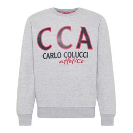 Carlo Colucci Sweatshirt 'Dalvit' Herren Gr&ouml;&szlig;e XL graumeliert / rot / schwarz