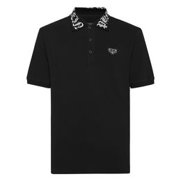 Philipp Plein Poloshirt 'Gothic Plein' Herren Gr&ouml;&szlig;e 4XL schwarz / wei&szlig;