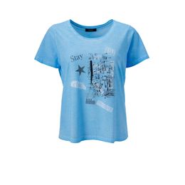 Aniston T-Shirt Damen Gr&ouml;&szlig;e M/L hellblau / dunkelgrau / schwarz / wei&szlig;