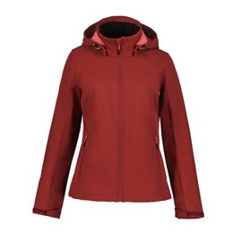 Softshelljacke Icepeak "BRENHAM", Damen, Gr. 40, wine, Softshell, Obermaterial: 95% Polyester, 5% Elasthan, normal, hoch geschlossener Ausschnitt, mit verstellbarem Klettverschluss, Jacken Softshelljacke, winddicht, wasserabweisend, atmungsaktiv, mit abnehmbarer Kapuze