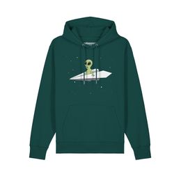 Watapparel Sweatshirt ' Alien on a paper plane ' Herren Gr&ouml;&szlig;e 4XL petrol / mischfarben