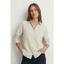 Langarmbluse Vila "VIPRISILLA L/S LOOSE SHIRT - NOOS", Damen, Gr. 40, super light natural melan, Web, Obermaterial: 50% Viskose, 40% Baumwolle, 10% Leinen, unifarben, l&auml;ssig geschnitten normal, Blusen Langarmbluse